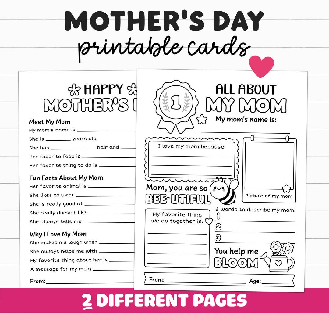 All About My Mom Printable, Mothers Day Questionnaire, Mothers Day Card ...