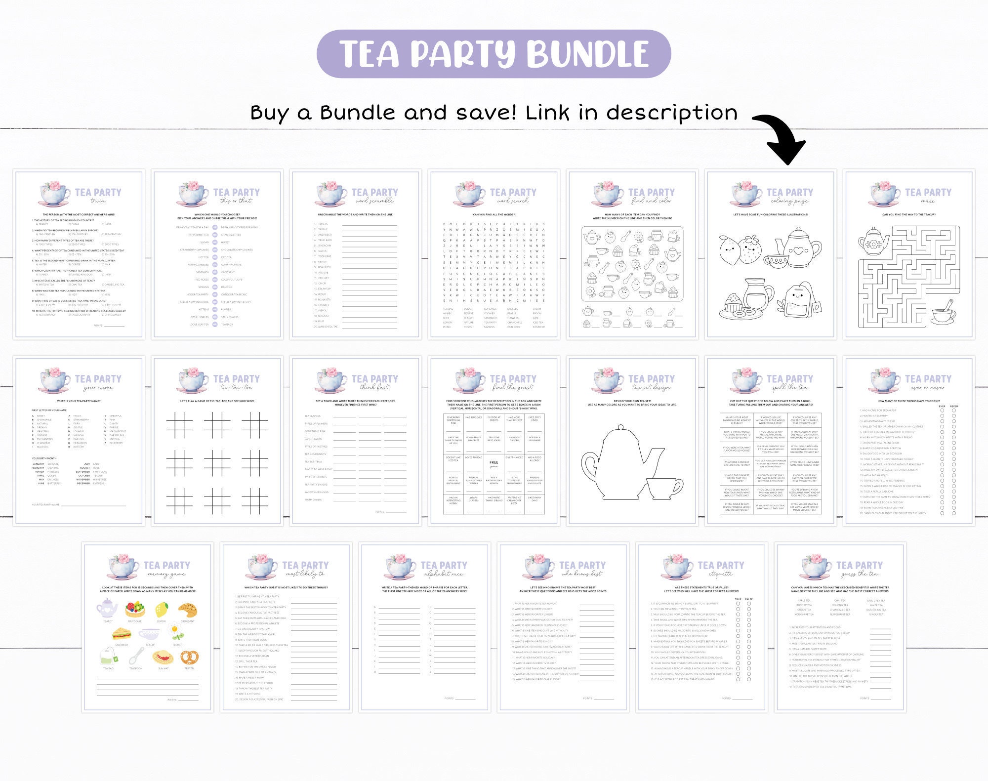 Tea Party Trivia for Kids, Tea Trivia Game, Tea Party Trivia Quiz ...