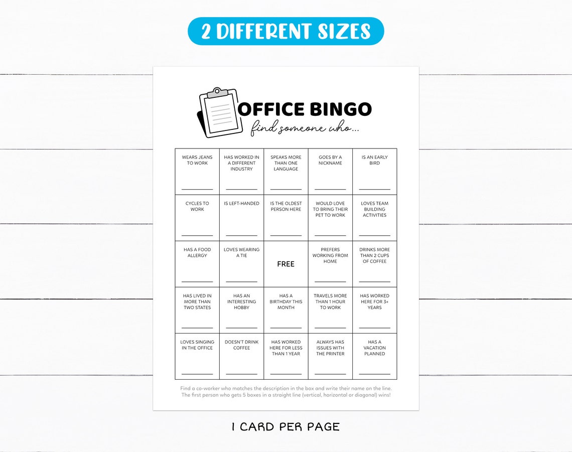 Find Someone Who Bingo, Get to Know You Bingo, Work Office Party Games ...