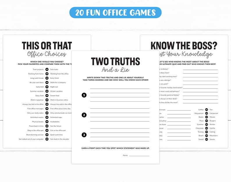 Team Building Games for Work, Office Games Bundle, Work Party Games ...