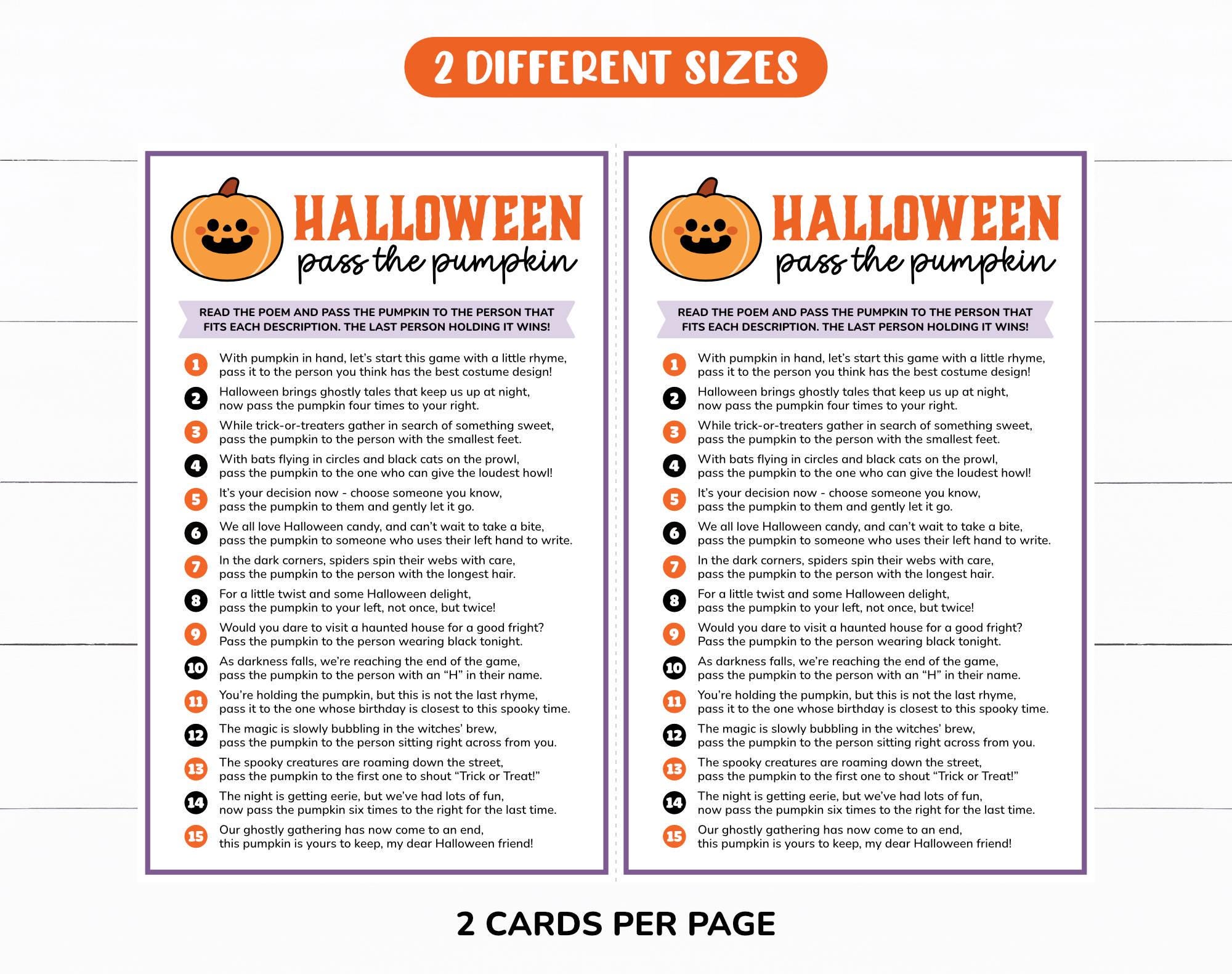 Halloween Pass the Pumpkin Game, Halloween Pass the Prize Game, Fun ...
