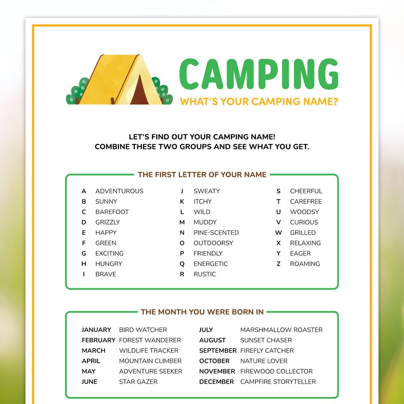 Camping Printable - Etsy