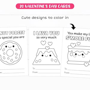 Cute Valentines Day Cards, Coloring Valentine Cards, Kids Valentines ...