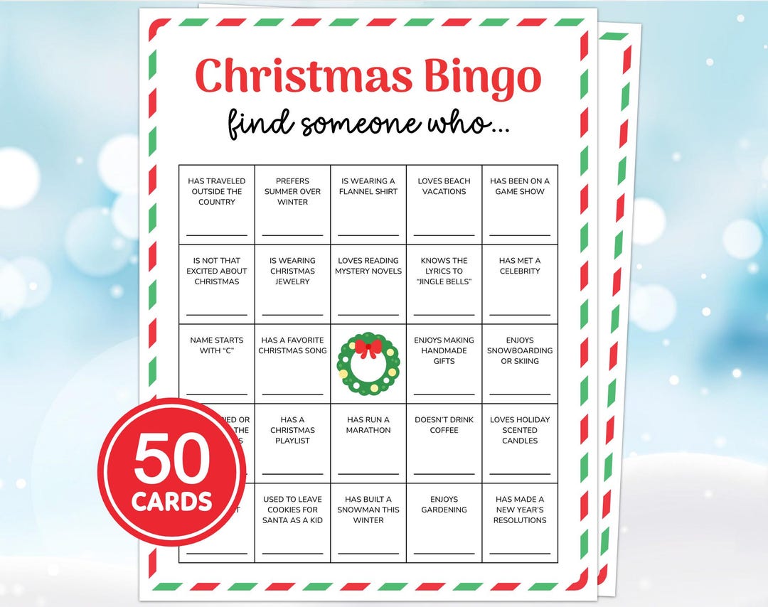 Get to Know You Christmas Bingo, Find the Guest Bingo, Holiday Human ...