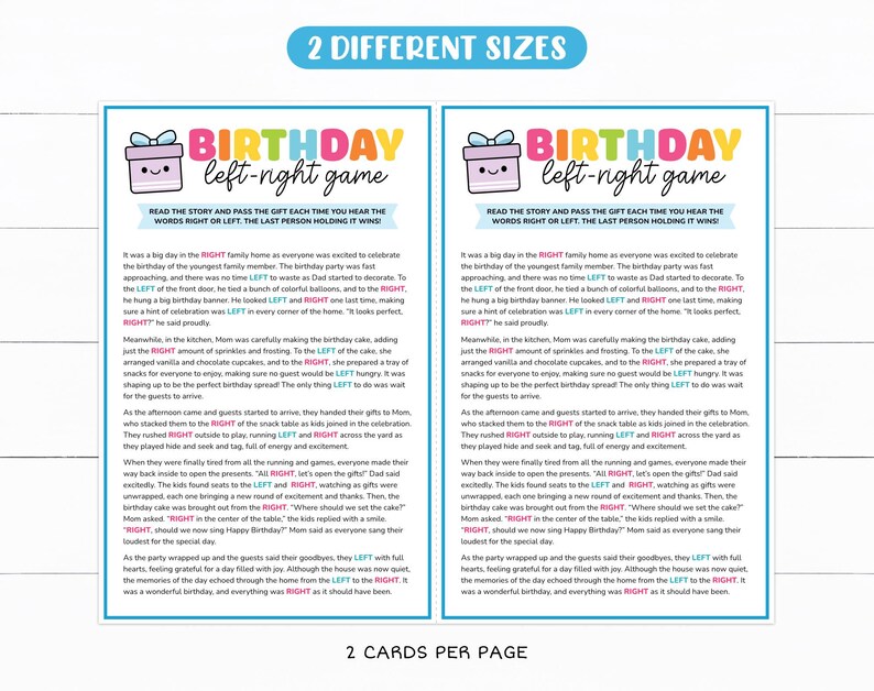 Left Right Birthday Game, Right Left Birthday Game, Birthday Left Right ...