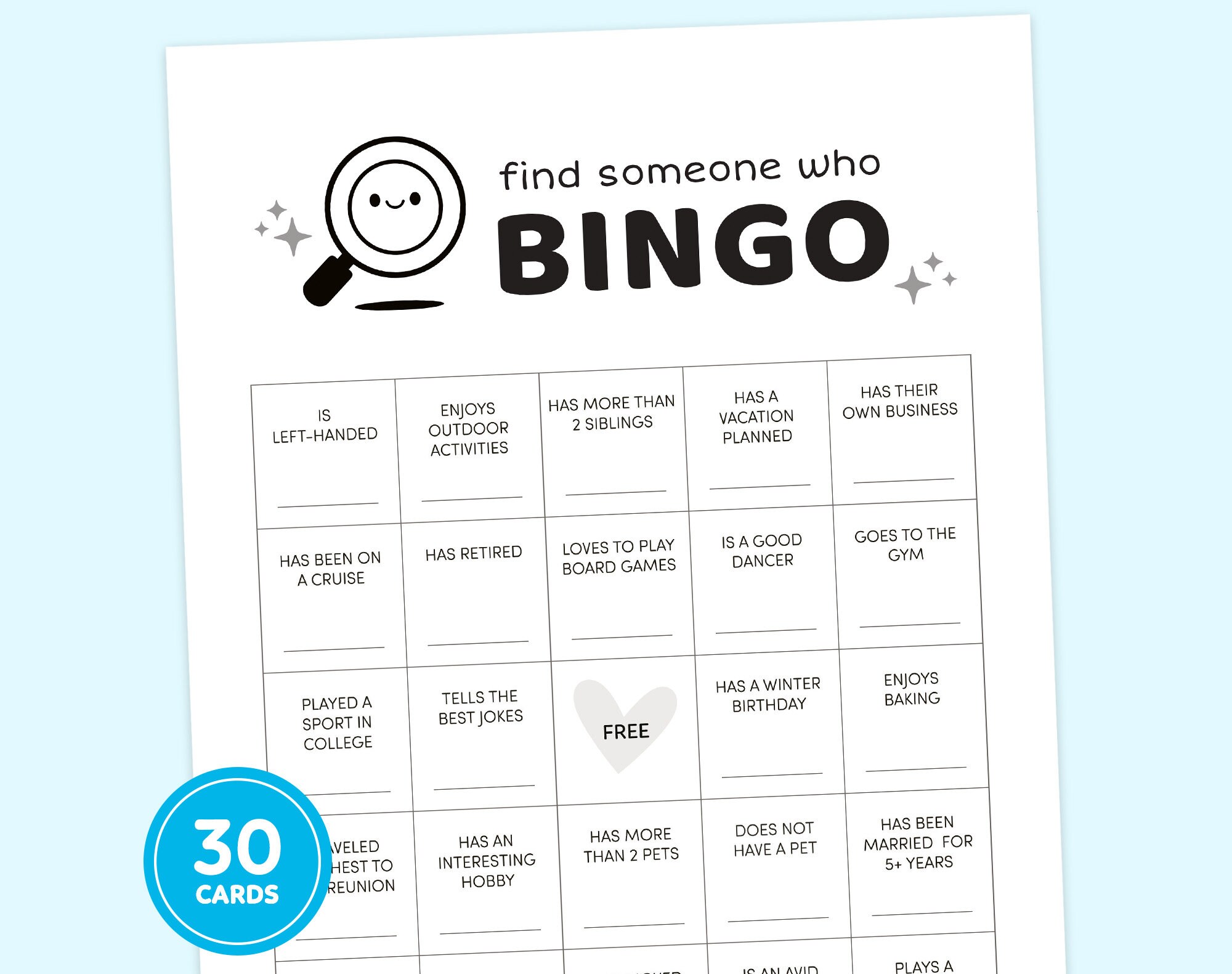 Get to Know You Bingo, Find the Guest Bingo, Find Someone Who Bingo ...
