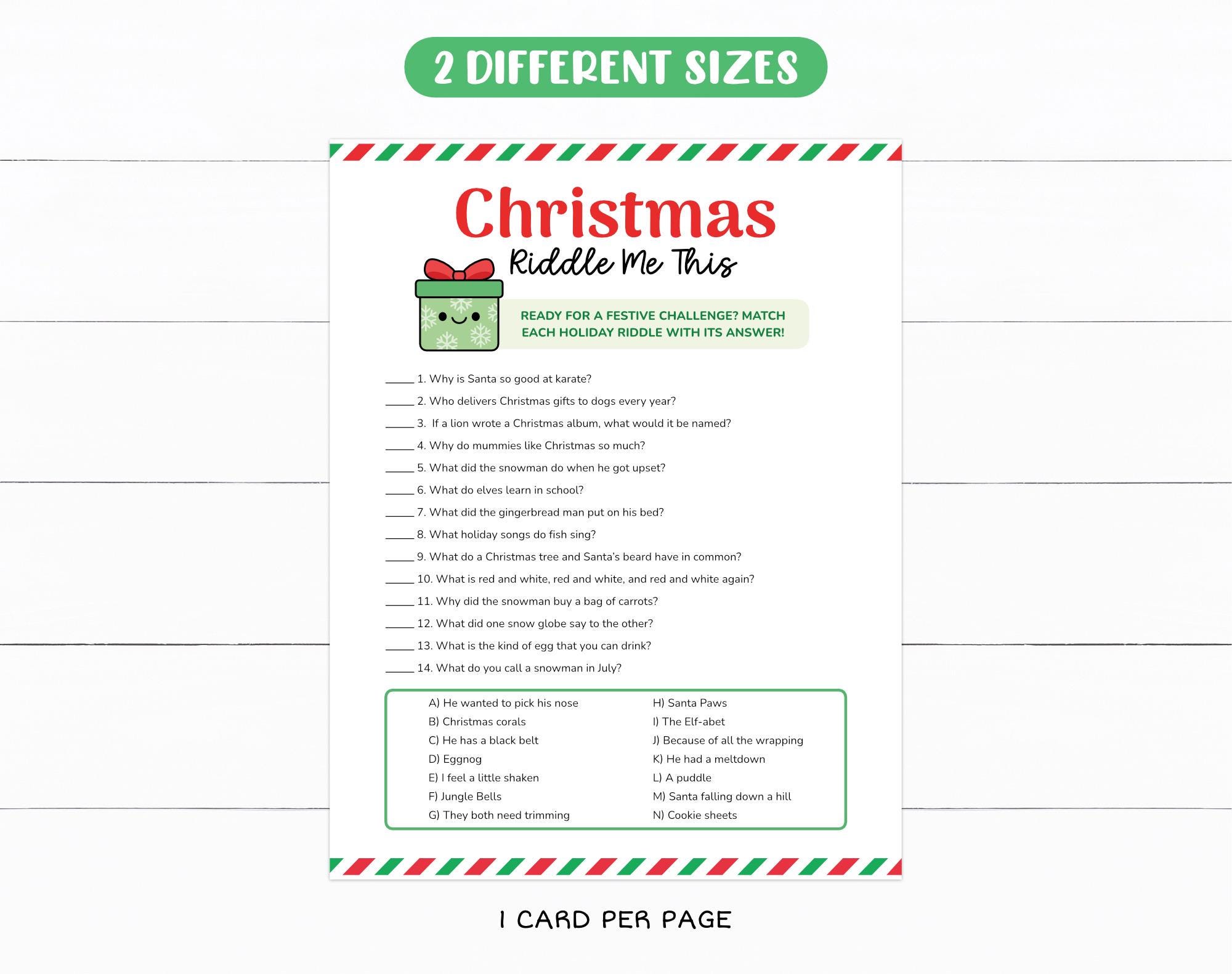Christmas Riddles Game, Holiday Riddles and Jokes, Riddle Me This ...