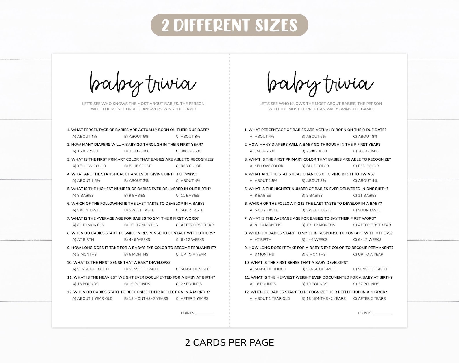 Baby Shower Trivia Game, Baby Trivia Game, Minimalist Baby Trivia Quiz ...