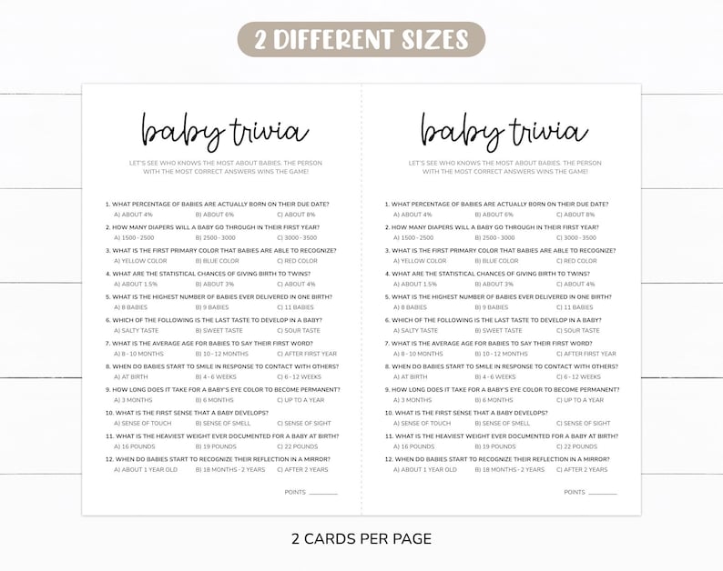 Baby Shower Trivia Game, Baby Trivia Game, Minimalist Baby Trivia Quiz ...