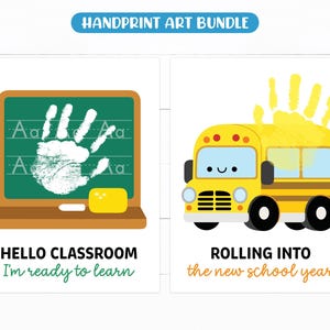 Back to School Handprint Art Bundle, First Day of School Handprint ...