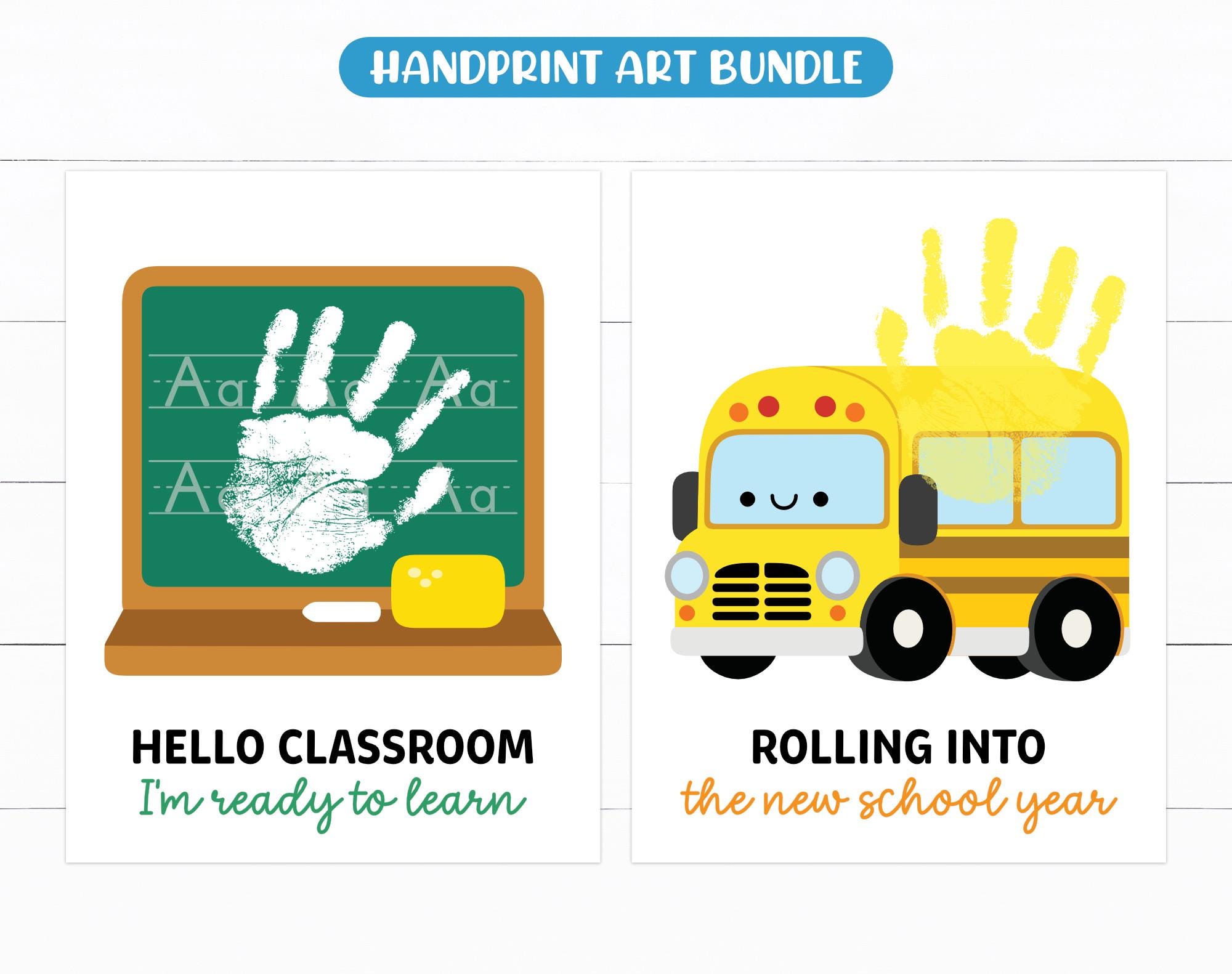 Back to School Handprint Art Bundle, First Day of School Handprint ...