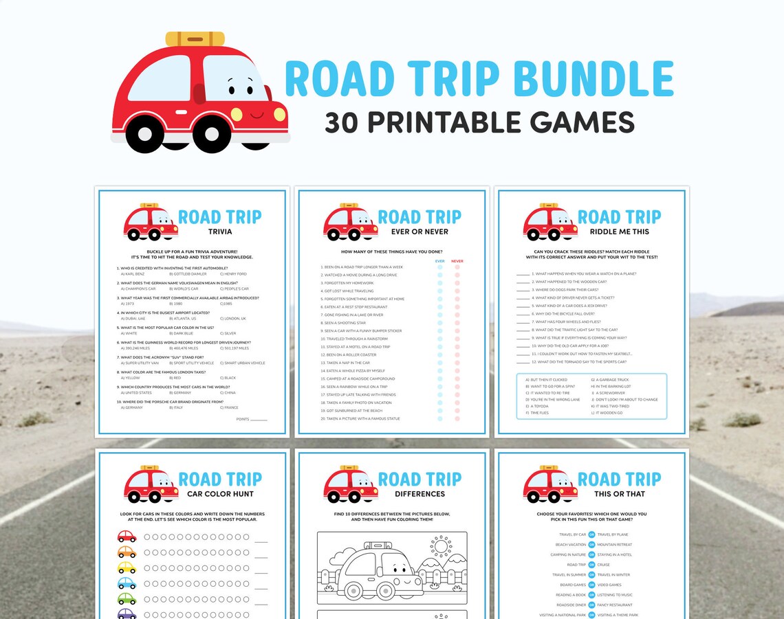 Kids Road Trip Games Bundle, Family Road Trip Pack, Printable Travel ...