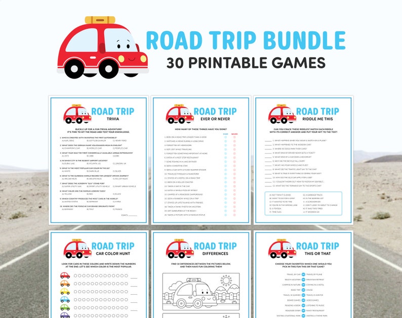 Kids Road Trip Games Bundle, Family Road Trip Pack, Printable Travel ...