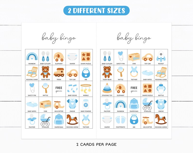 Baby Shower Bingo Game, Prefilled Baby Boy Bingo, Printable Baby Bingo ...