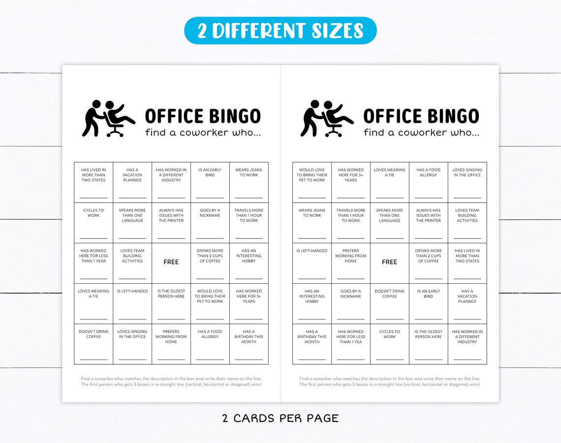 Networking Bingo, Find Someone Who Coworker Bingo, Office Team Building ...