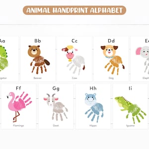Animal Alphabet Handprint Art Craft, Handprint Alphabet Book Template ...