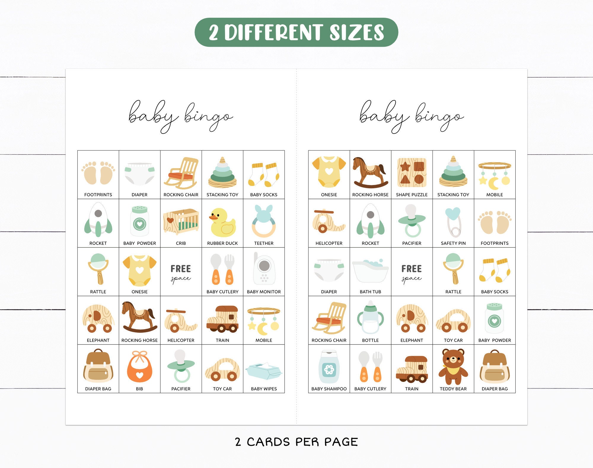 Gender Neutral Baby Bingo Cards With Pictures, Prefilled Baby Shower ...