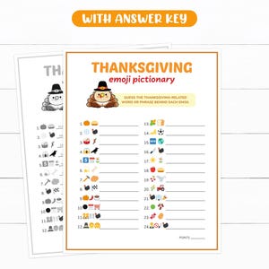 Thanksgiving Emoji Pictionary Game, Thanksgiving Emoji Quiz, Guess the ...
