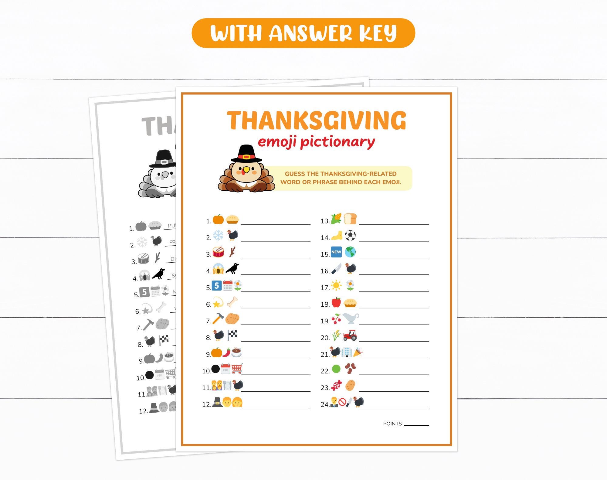 Thanksgiving Emoji Pictionary Game, Thanksgiving Emoji Quiz, Guess the ...