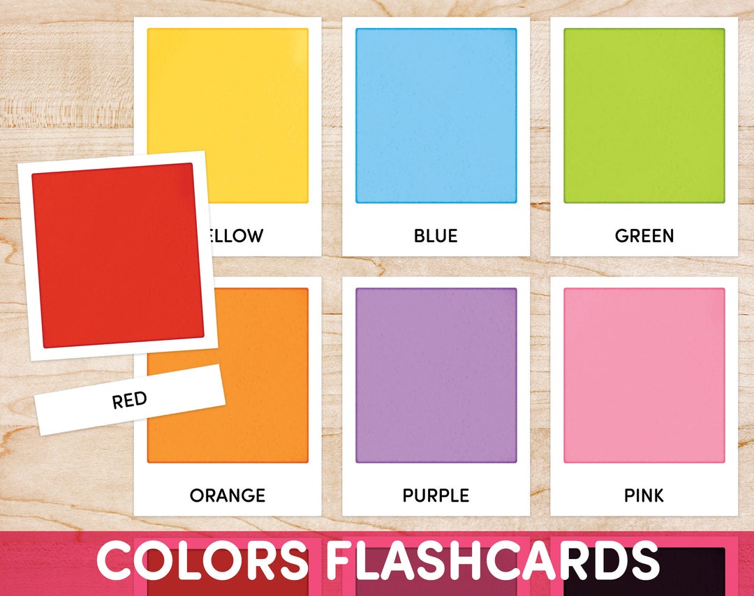 Colors Flashcards, Montessori 3 Part Cards, Printable Color Flash Cards ...