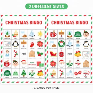 Kids Christmas Bingo Cards, Cute Christmas Bingo Game, Printable ...