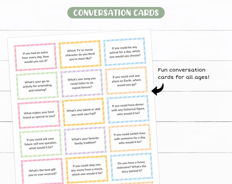 Printable Conversation Cards, Family Conversation Starters ...