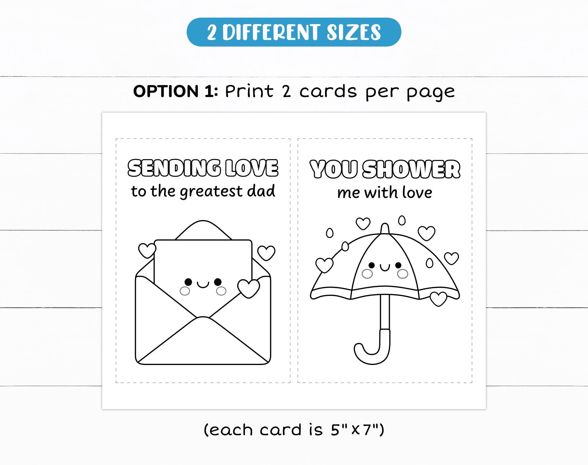 Fathers Day Coloring Cards, Fathers Day Cards, Fathers Day Printable ...