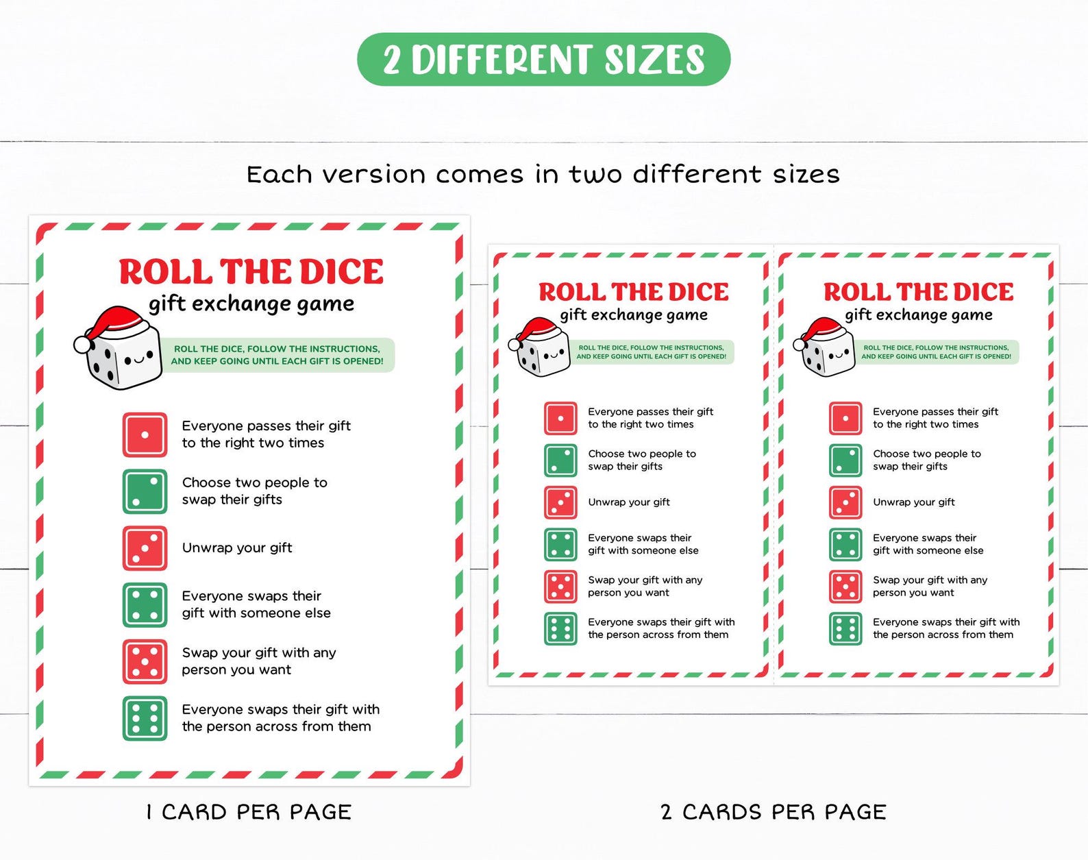 Roll the Dice Christmas Gift Exchange, Holiday Roll the Dice Gift ...