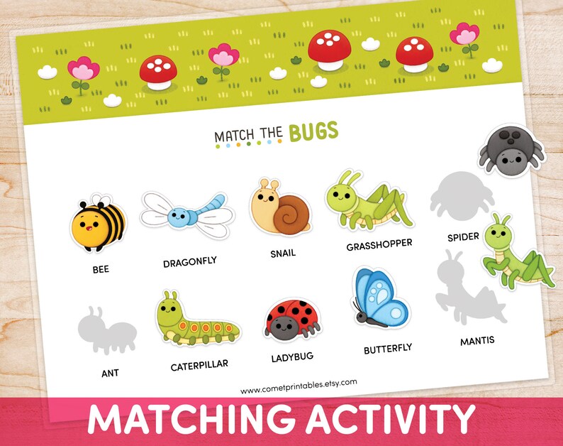 Bugs Shadow Matching Activity Insects Matching Game Animals - Etsy