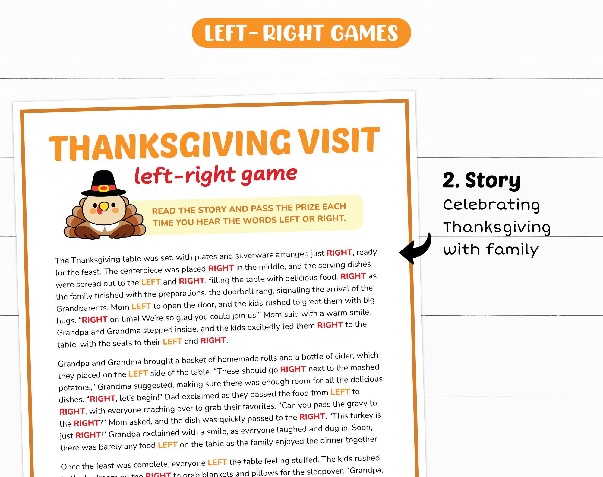 Left Right Thanksgiving Game, Thanksgiving Left Right Game, Left Right ...