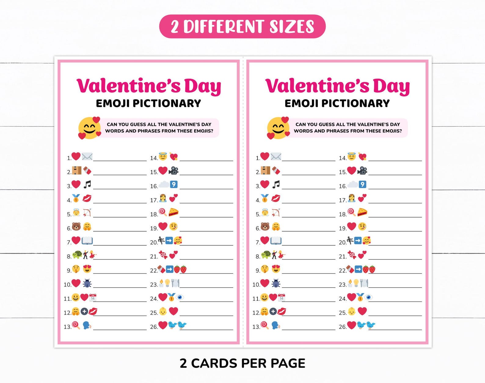 Valentines Emoji Pictionary Game, Valentines Emoji Game, Valentines Day ...