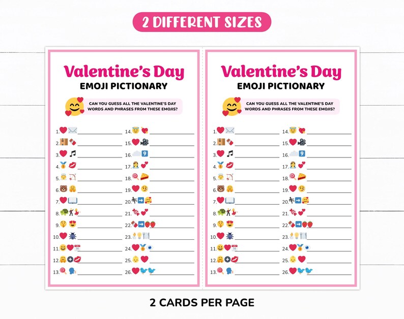 Valentines Emoji Pictionary Game, Valentines Emoji Game, Valentines Day ...