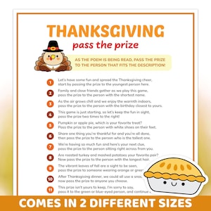Thanksgiving Pass the Prize Game, Pass the Prize Thanksgiving Game ...