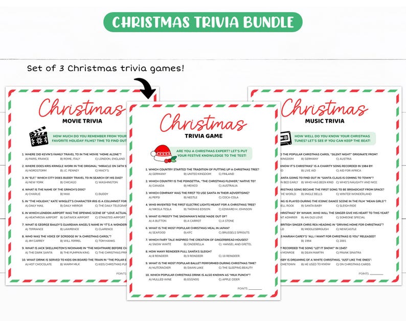 Christmas Trivia Bundle, Christmas Bundle, Movie, Songs and Music ...