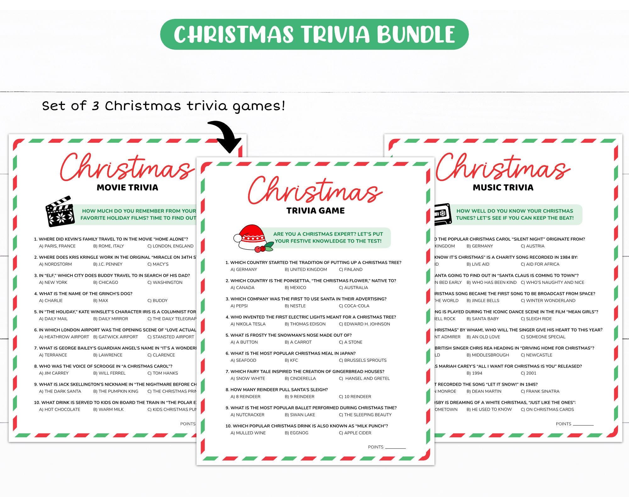 Christmas Trivia Bundle, Christmas Bundle, Movie, Songs and Music ...