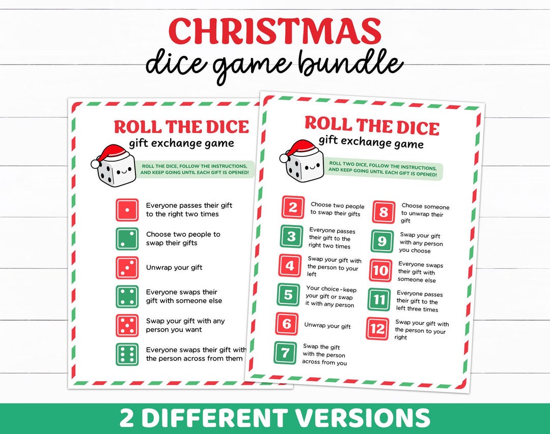 Roll the Dice Christmas Gift Exchange, Christmas Roll the Dice Gift ...