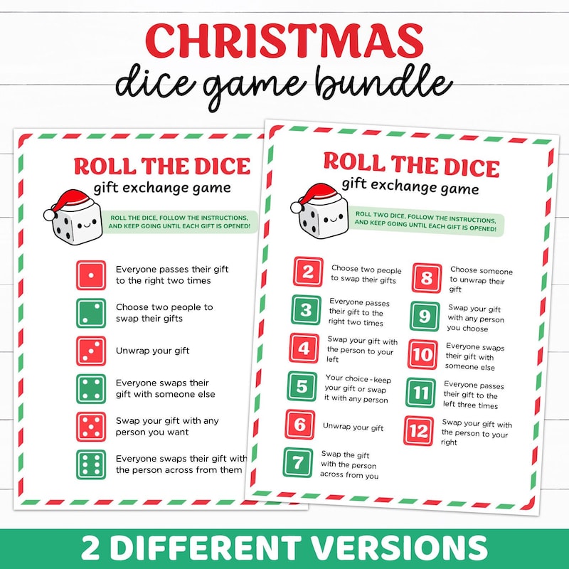 Two Dice Christmas Game - Etsy