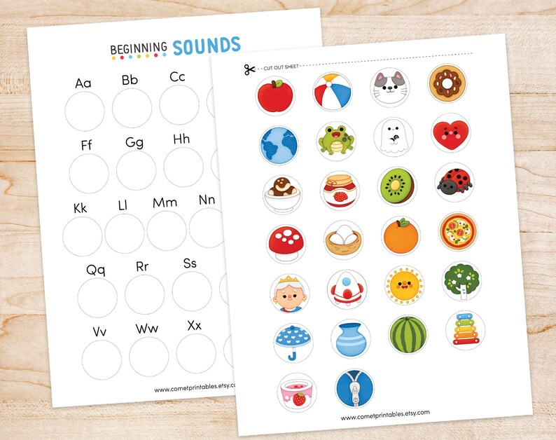 Beginning Sounds Alphabet Worksheet, Letter Sounds Matching Images, ABC ...