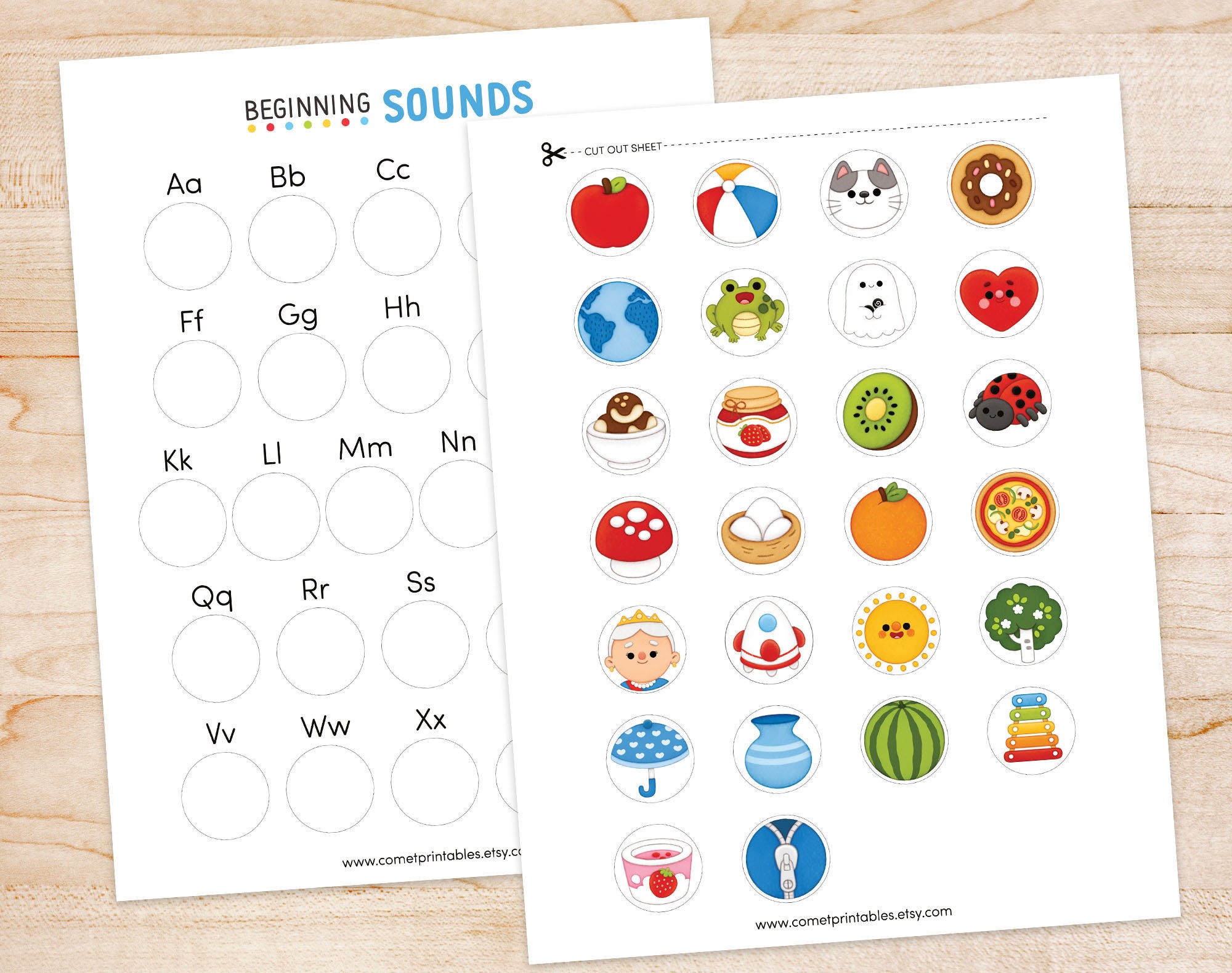 Beginning Sounds Alphabet Worksheet, Letter Sounds Matching Images, ABC ...