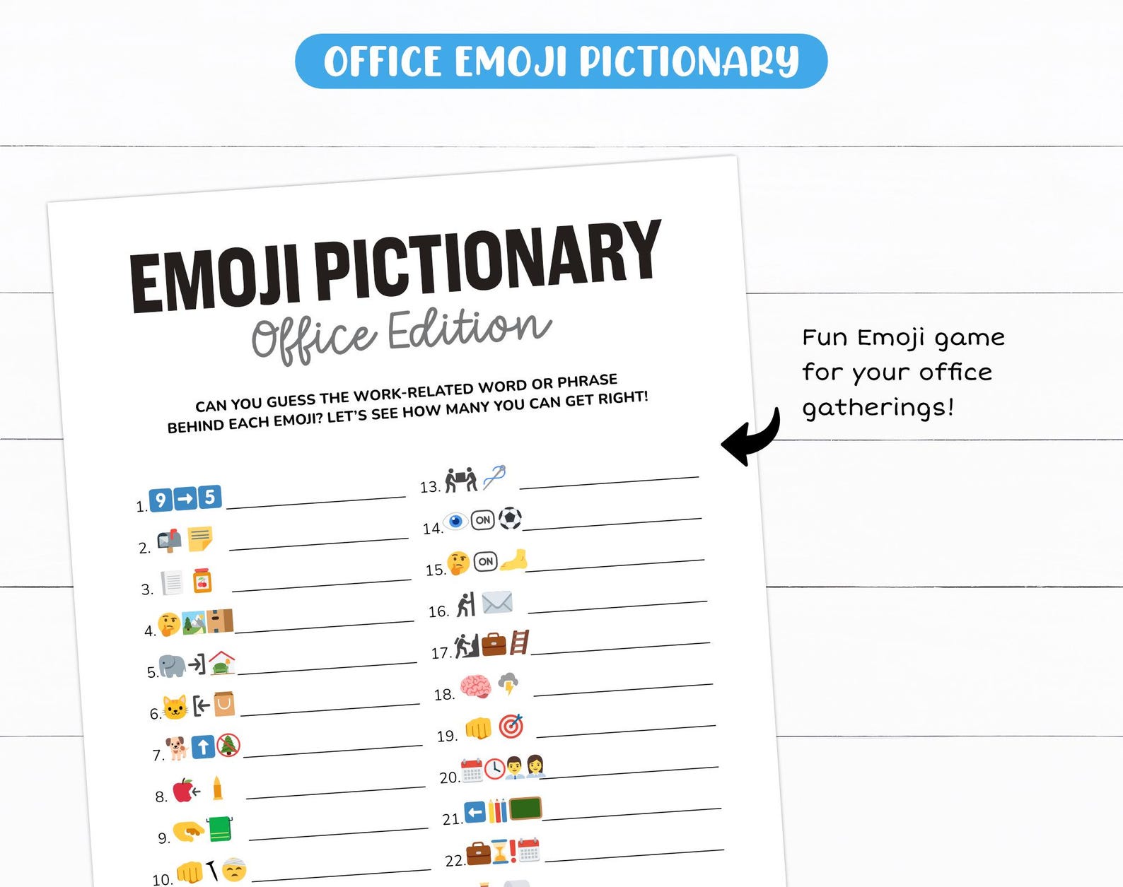 Office Emoji Game, Office Emoji Pictionary Game, Guess the Emoji Office ...