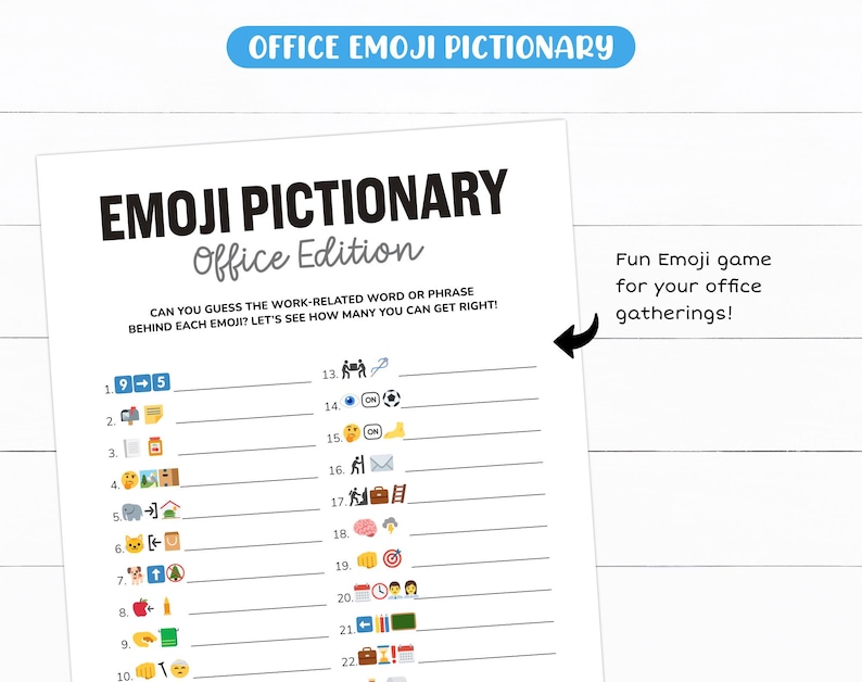 Office Emoji Game, Office Emoji Pictionary Game, Guess the Emoji Office ...