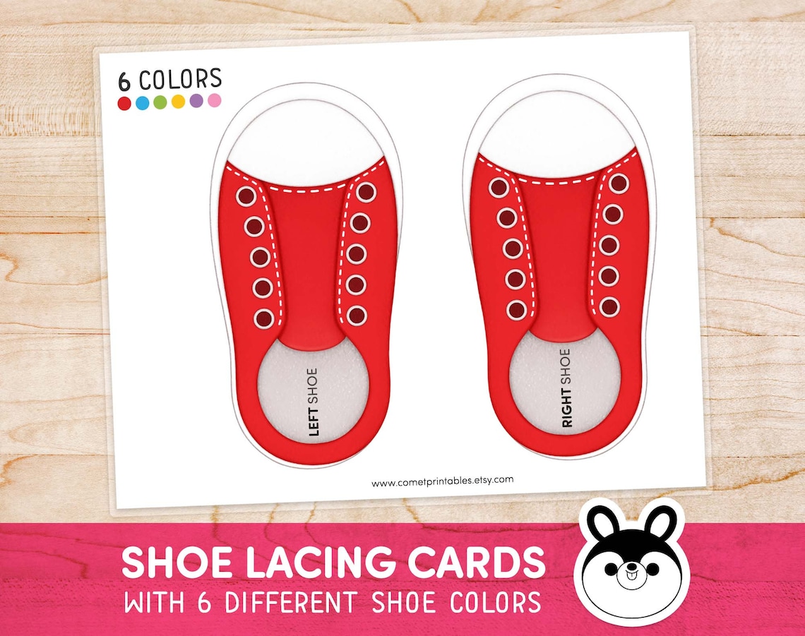 Shoe Lacing Practice, Printable Shoe Tying Cards, Lacing Worksheets ...