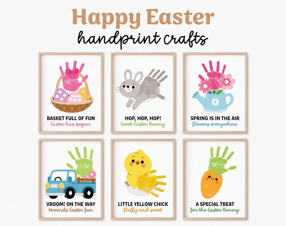 Easter Handprint Art Bundle, Easter Handprint Craft for Kids, DIY Baby ...