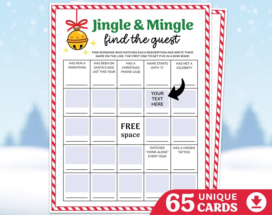 Editable Jingle and Mingle Bingo, Mix and Mingle, Fun Get to Know You ...
