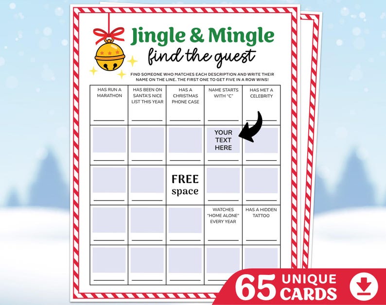 Editable Jingle and Mingle Bingo, Mix and Mingle, Fun Get to Know You ...