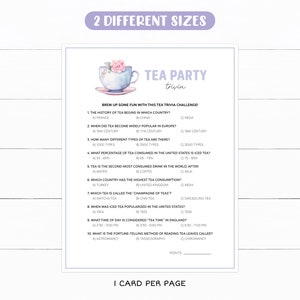 Tea Party Trivia for Kids, Tea Trivia Game, Tea Party Trivia Quiz ...