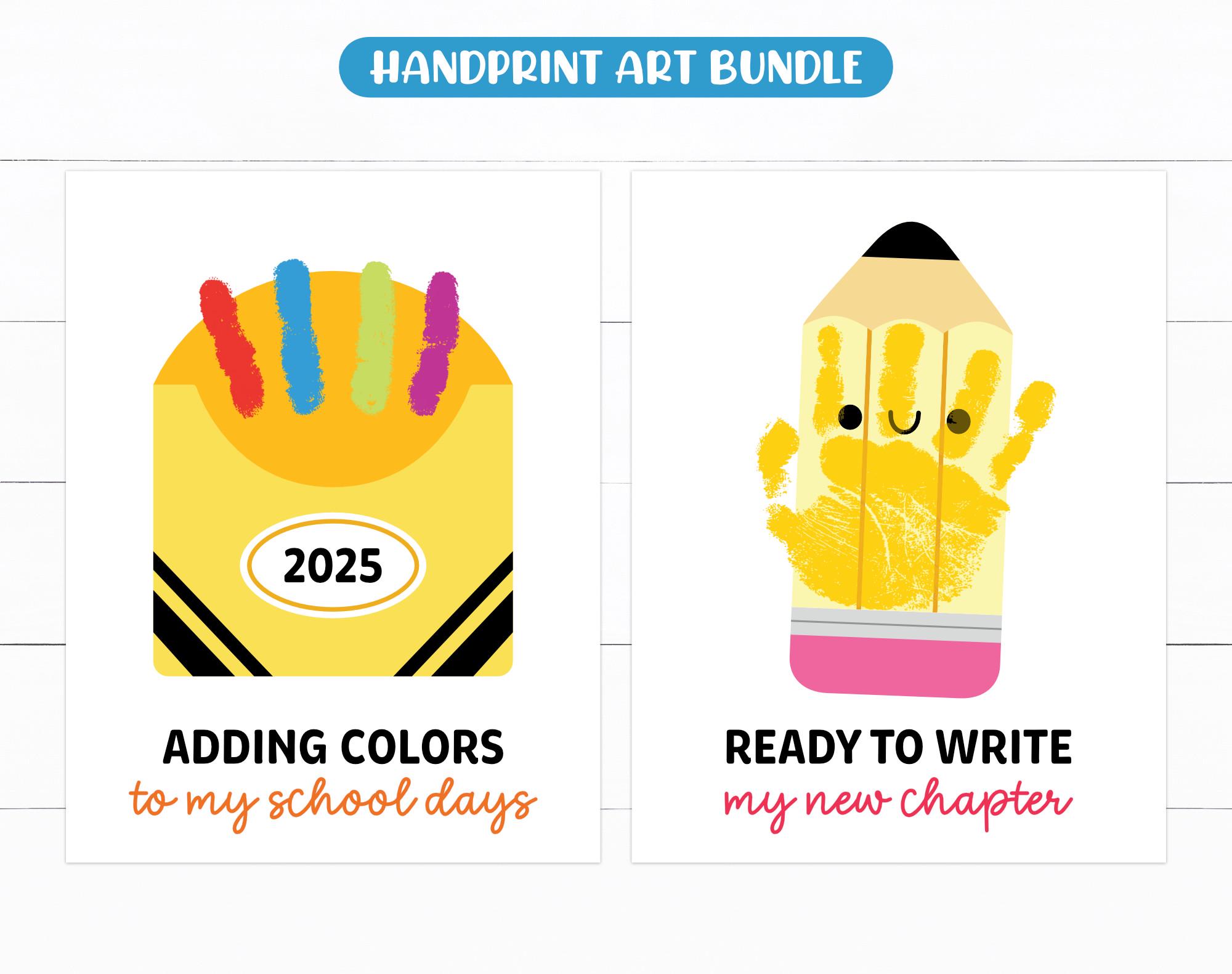 Back to School Handprint Art Bundle, First Day of School Handprint ...