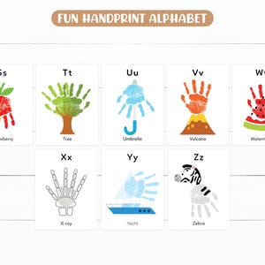 Alphabet Handprint Art Craft Bundle, Handprint Alphabet Book Template ...