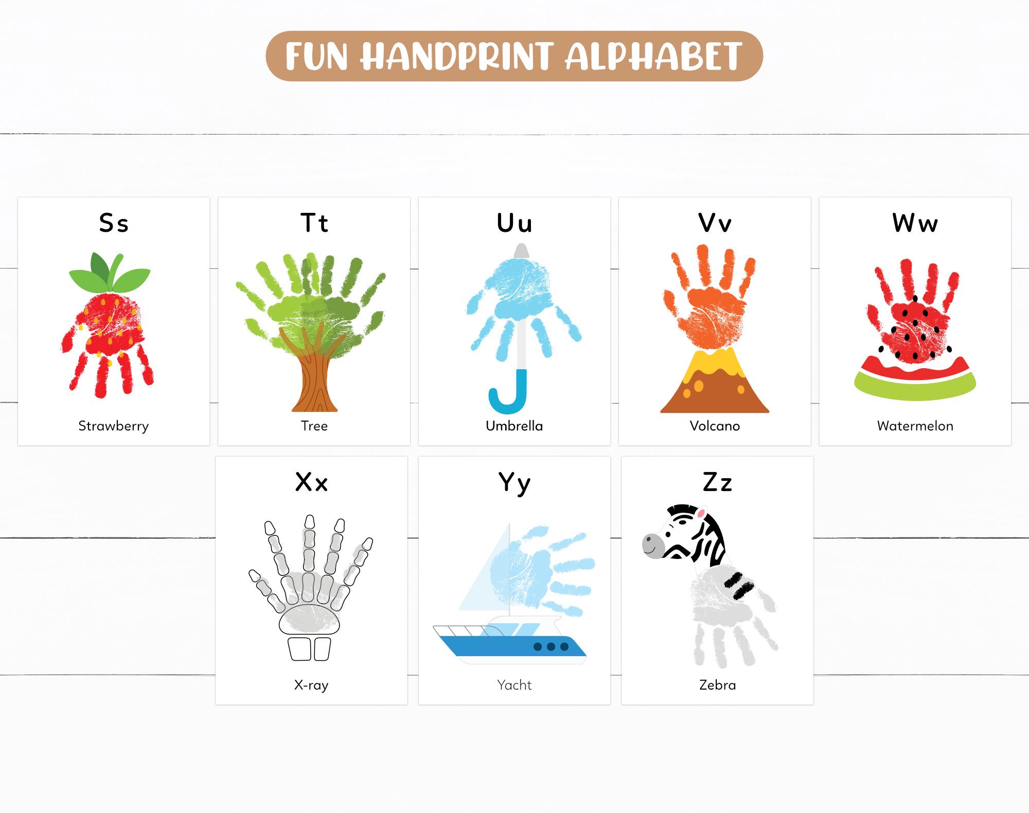 Alphabet Handprint Art Craft Bundle, Handprint Alphabet Book Template ...