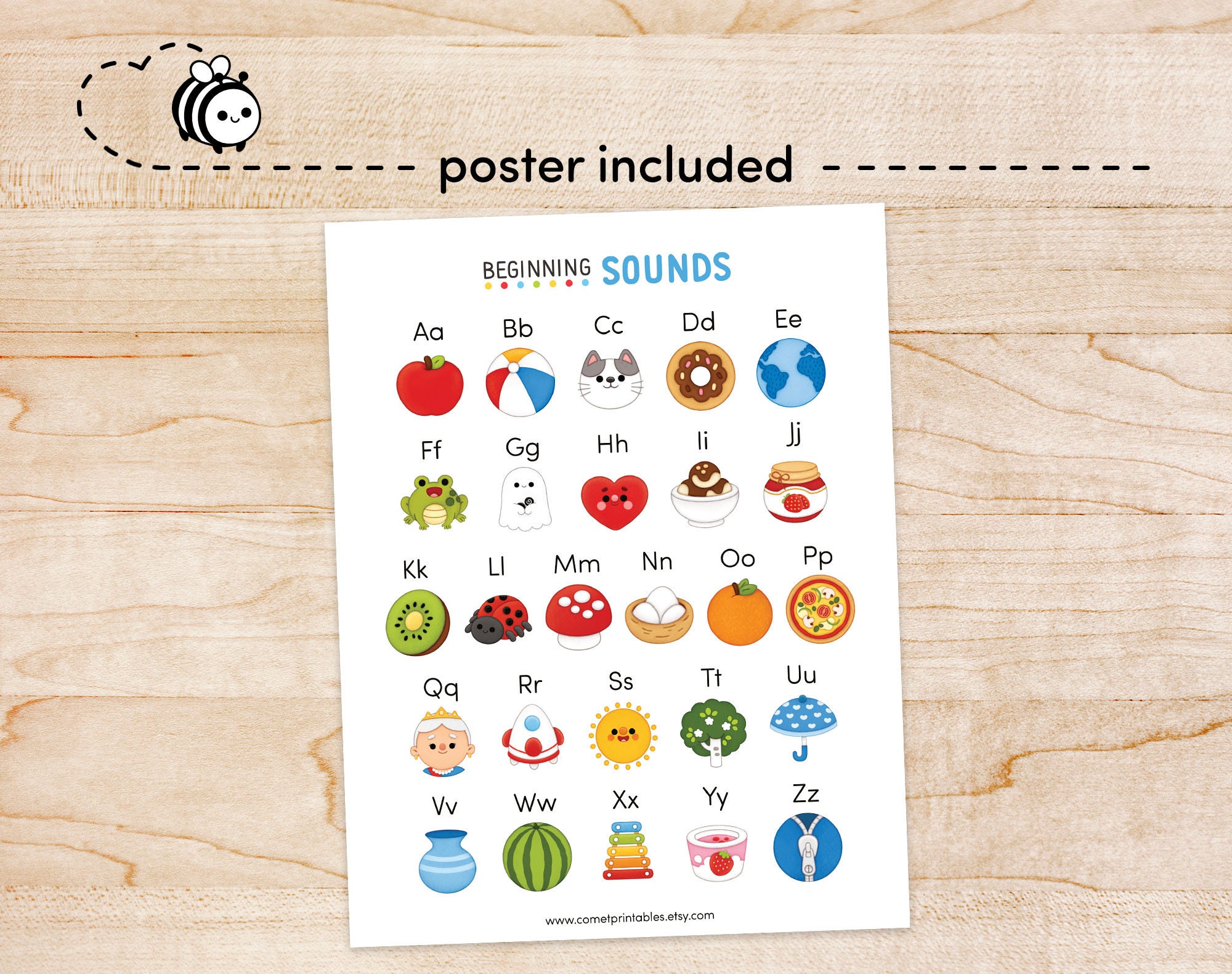 Beginning Sounds Alphabet Worksheet, Letter Sounds Matching Images, ABC ...
